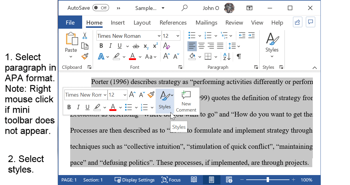 The APA paragraph style in Word is easily created. Reuse to save time.