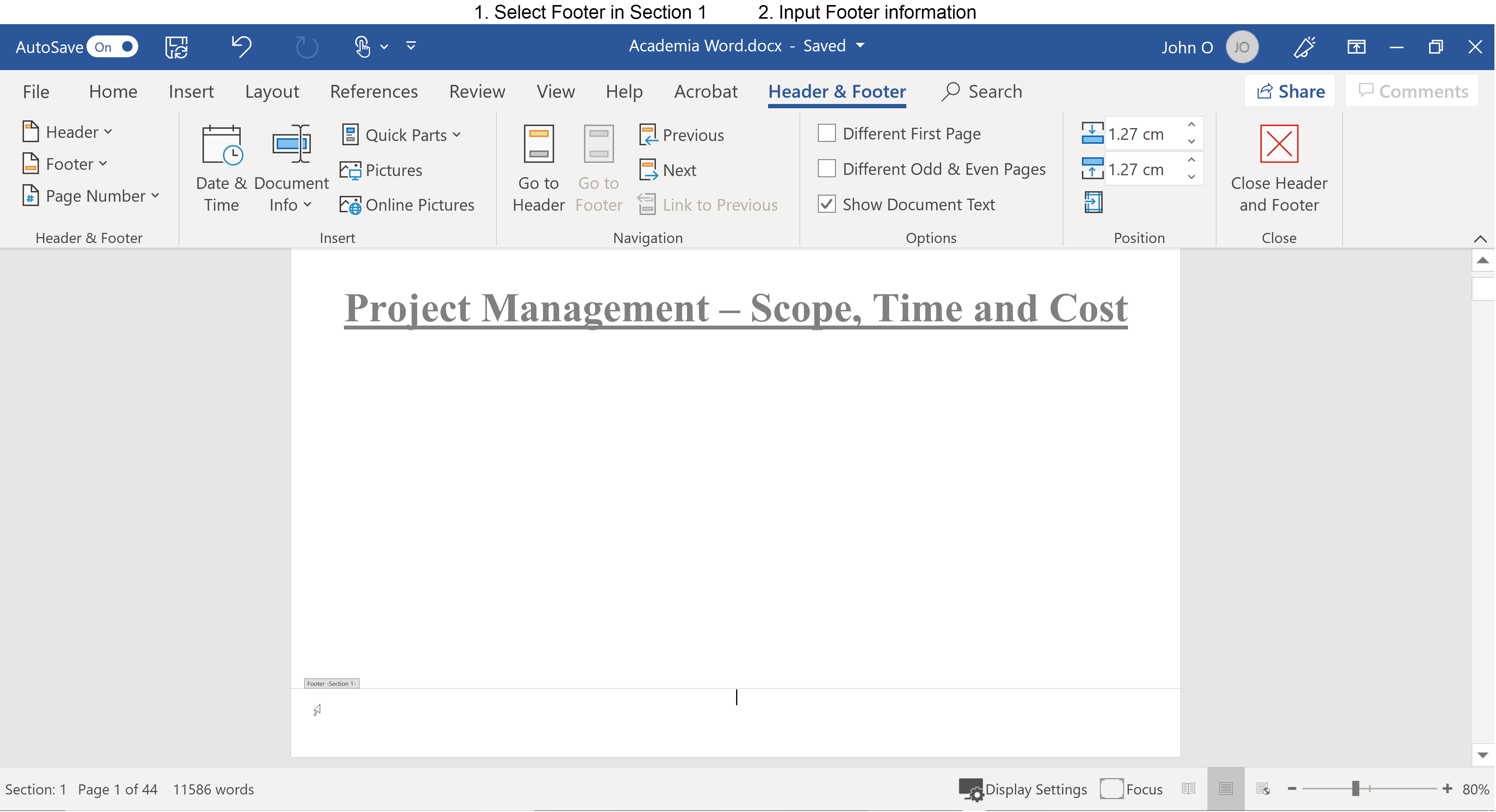 Create perfect footers in Word for your academic writing.