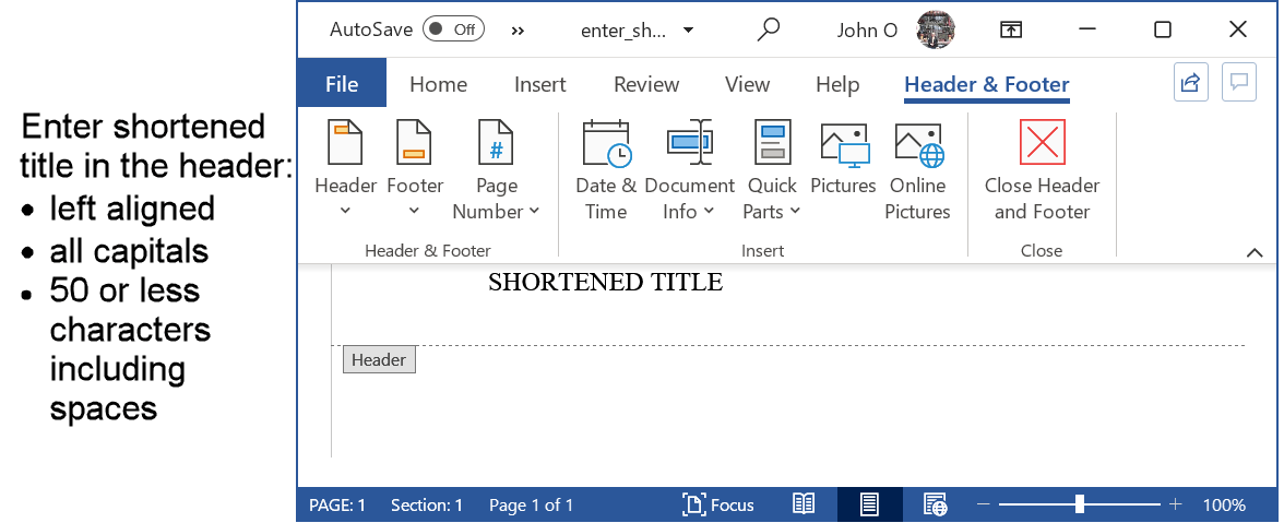 The Running Head In APA Format Is Easily Created In Word See How 