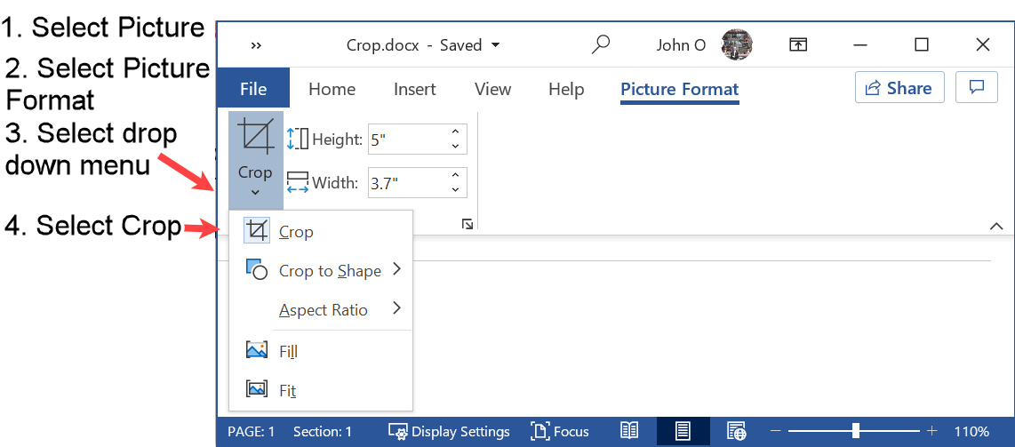 Crop A Picture In Word