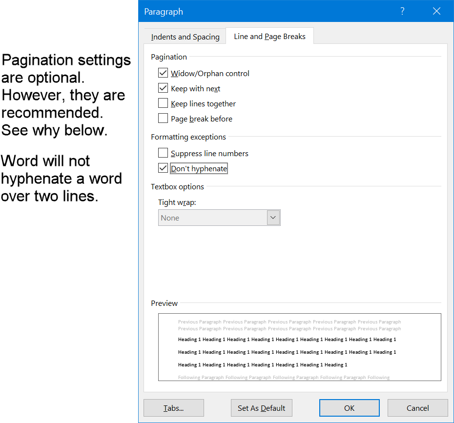 Write headings in APA format using Word