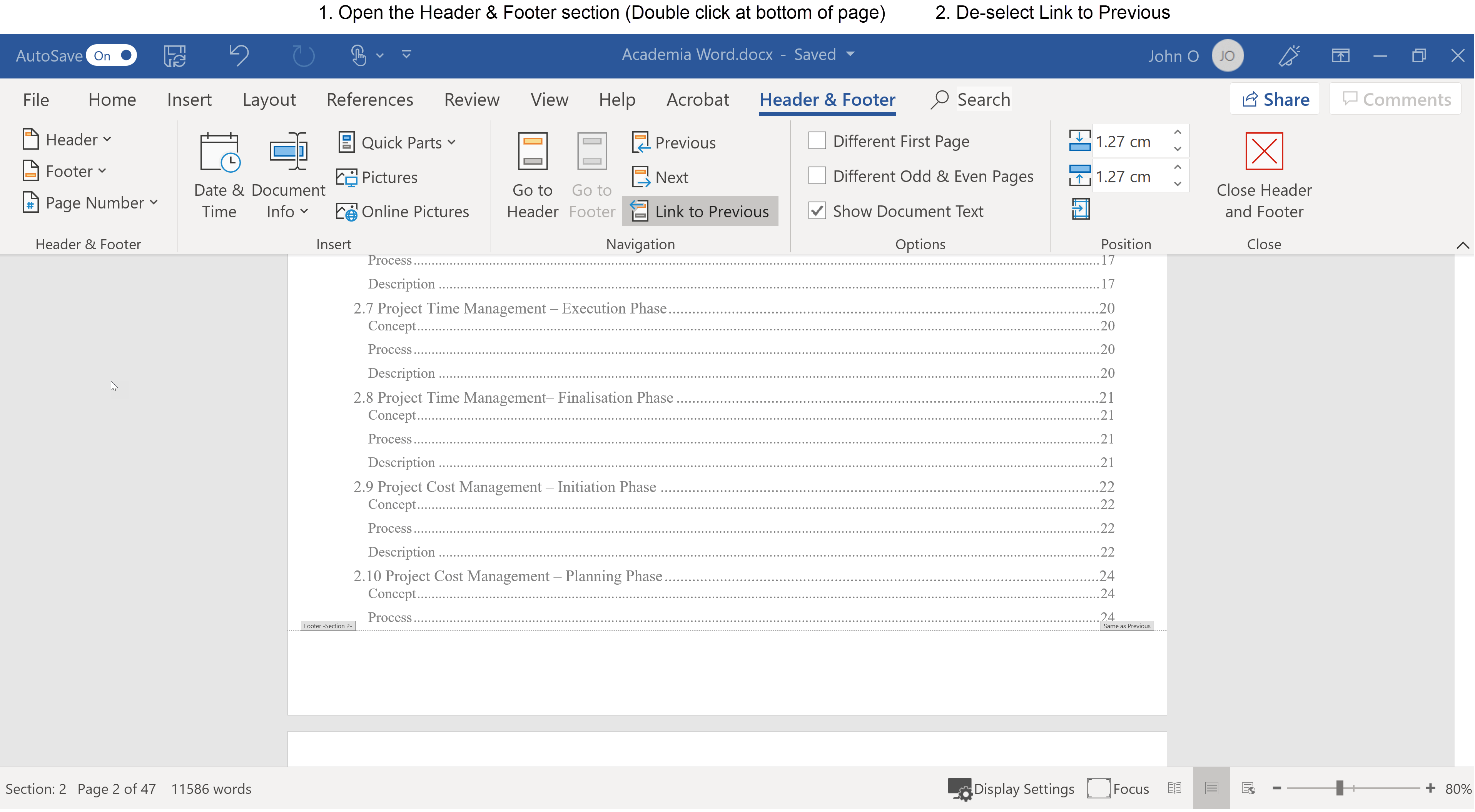 Create perfect footers in Word for your academic writing.