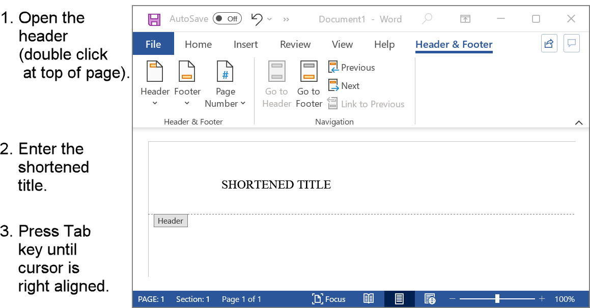Title page in APA format using Microsoft Word