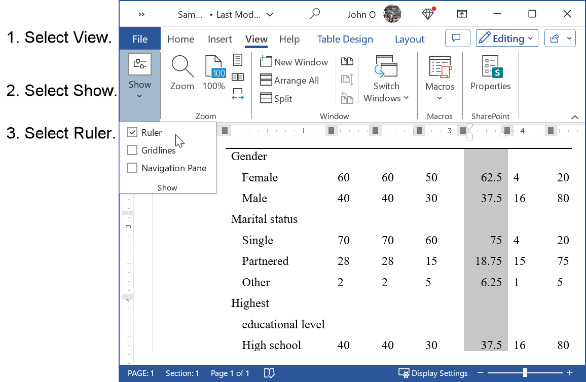How To Align Decimal Points In A Word Table